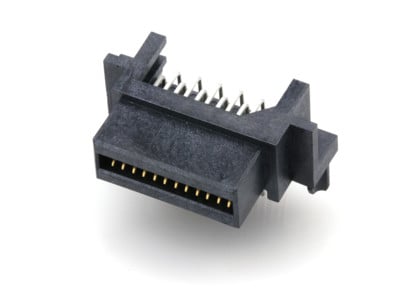 EXTreme LPHPower Receptacle Header, Right-Angle, 28 Signal Contacts, Select Gold (Au) Plating, for 2.36mm Thick PC Board, with Guide Posts