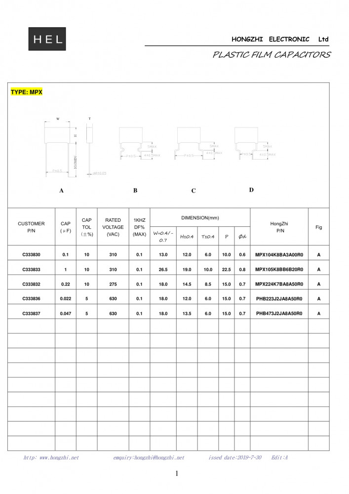 PHB223J2JA8A50R0 specification page 2