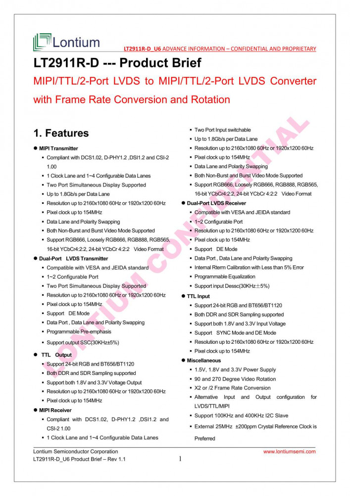LT2911R-D technical document page 1