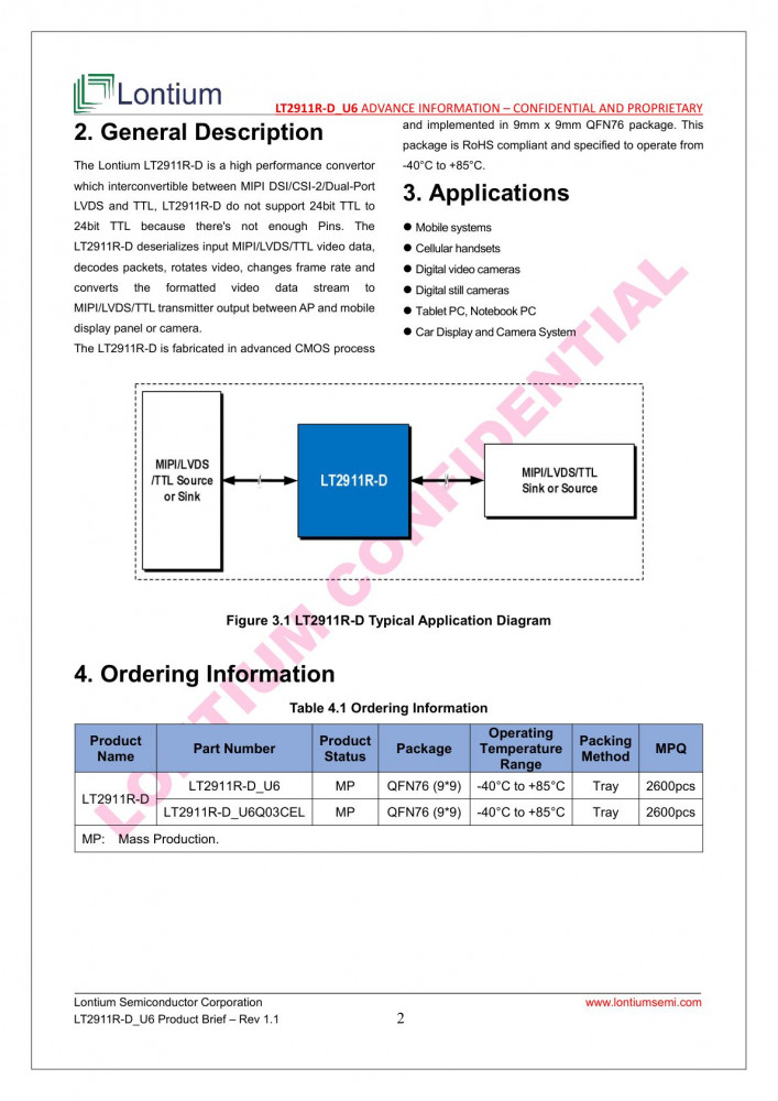 LT2911R-D technical document page 2