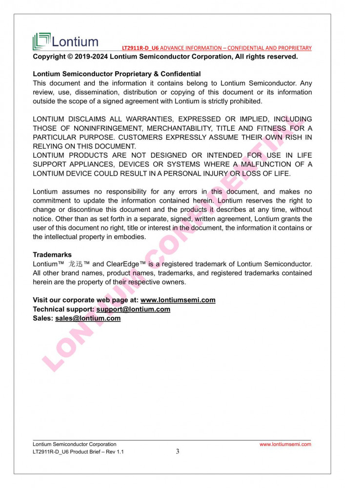 LT2911R-D technical document page 3