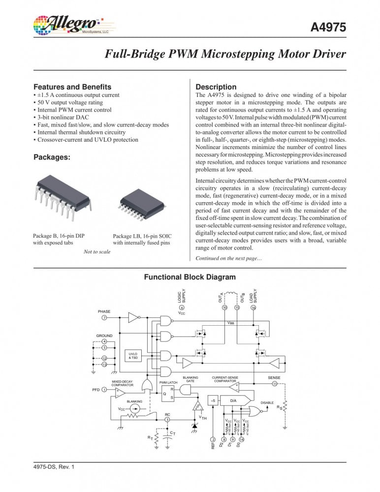 A4975 datasheet page 1