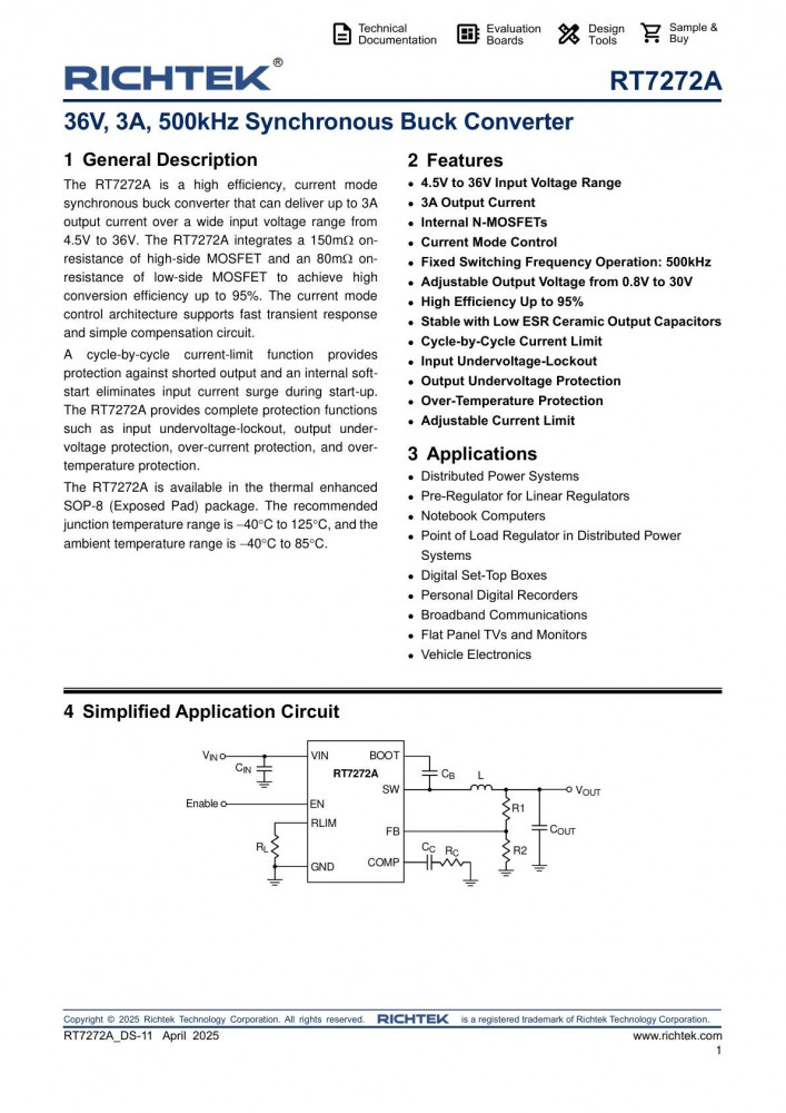 RT7272A datasheet page 1