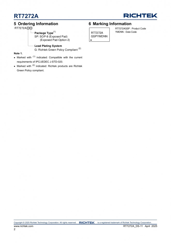 RT7272A datasheet page 2