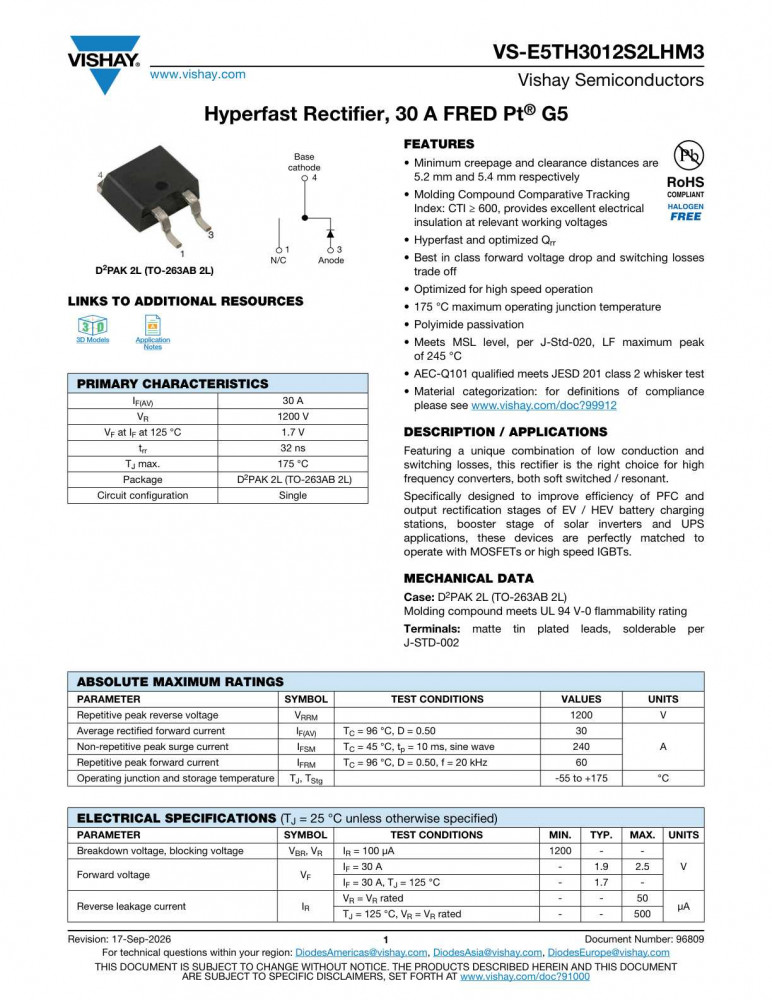 VS-E5TH3012S2LHM3 datasheet page 1