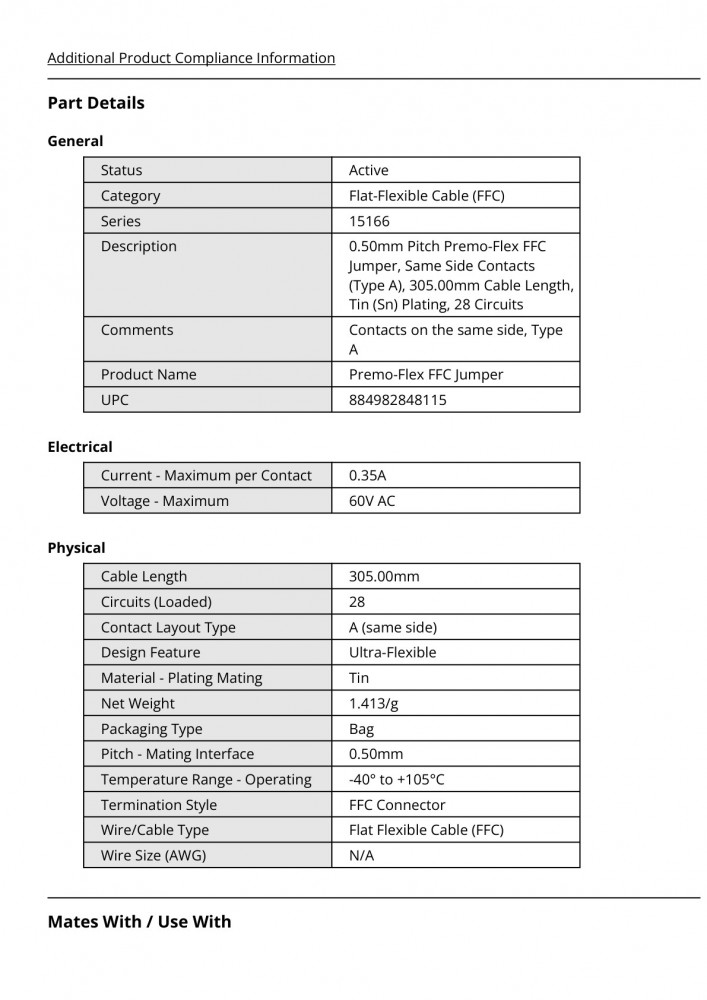 MOLEX 151660313 product drawing, preview page 2