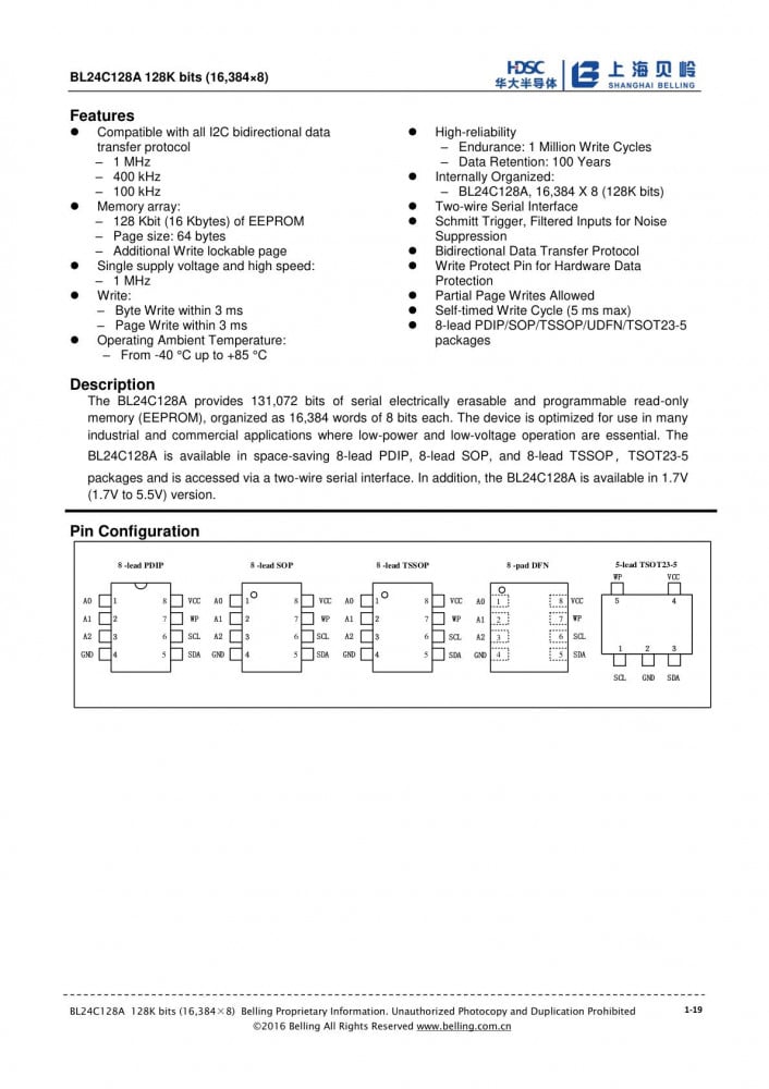 BL24C128A-NTRC datasheet page 1