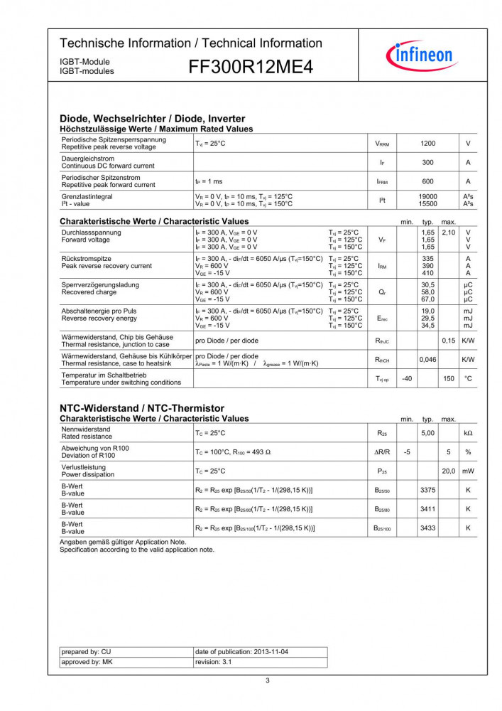 FF300R12ME4 datasheet page 3