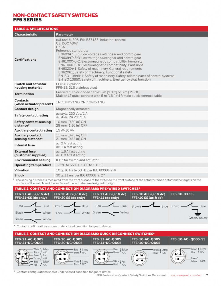Honeywell FF6-20-AC-QD05 datasheet page 2