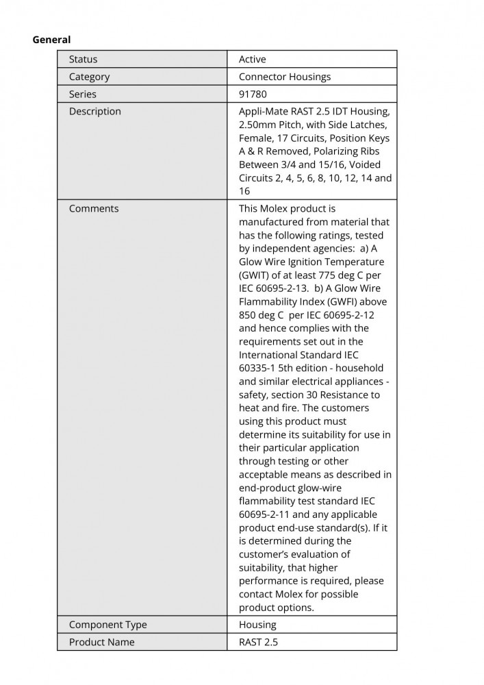 Technical document page 2 for Molex 917807002