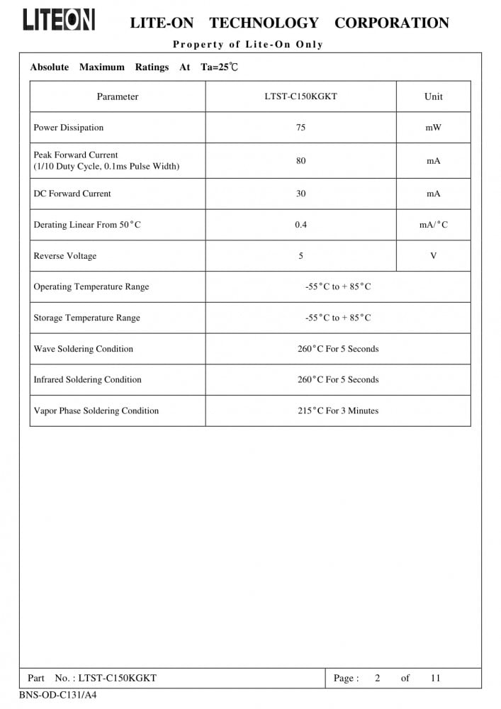 LTST-C150KGKT datasheet page 3