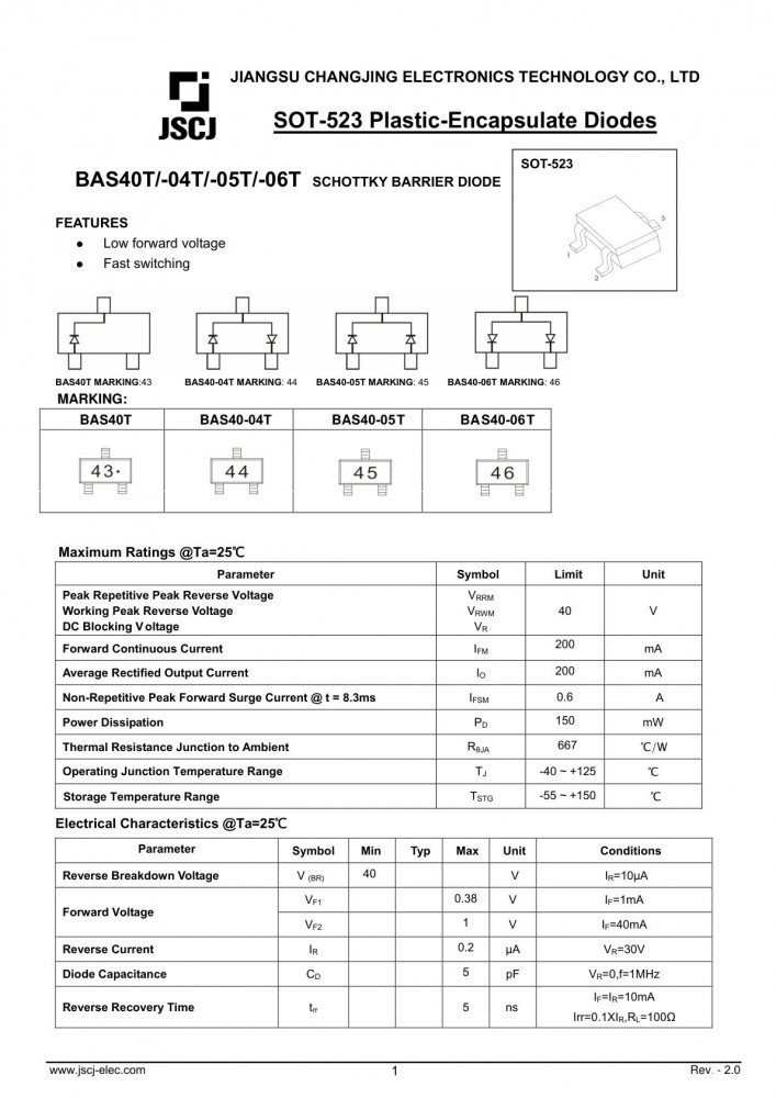 BAS40-04T datasheet page 1