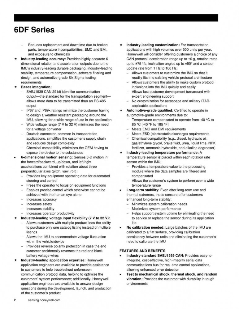 Honeywell 6DF datasheet page 2