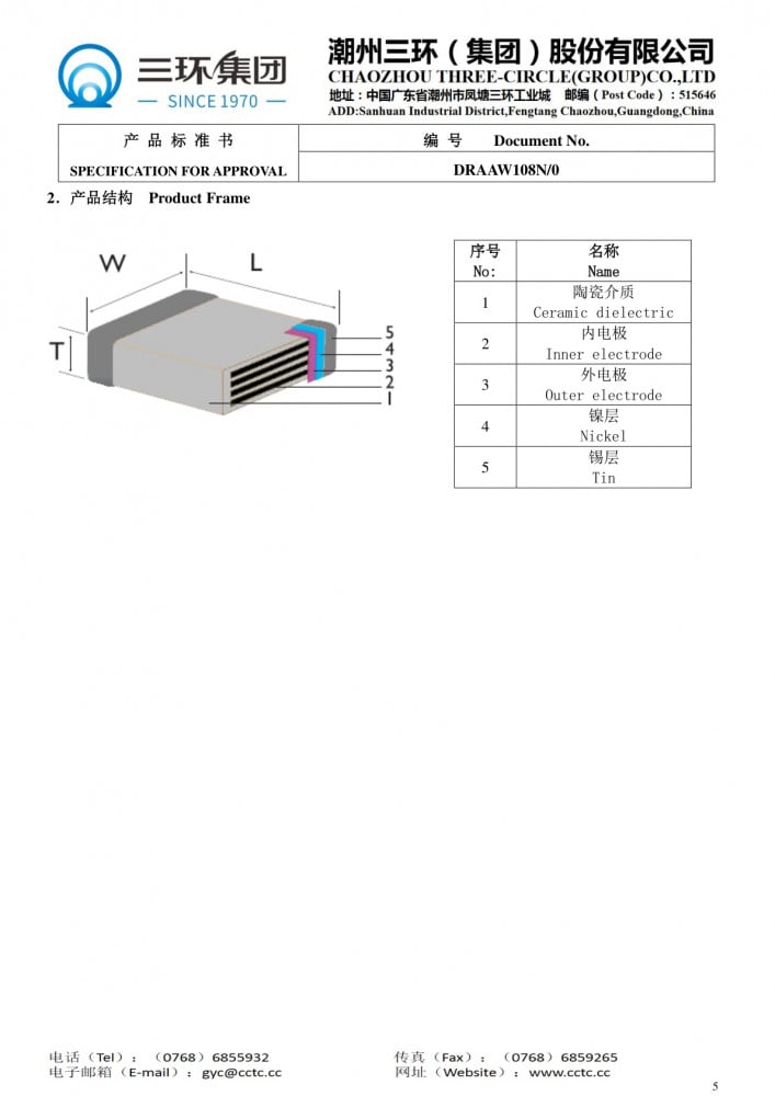 CCTC MLCC specification page 6
