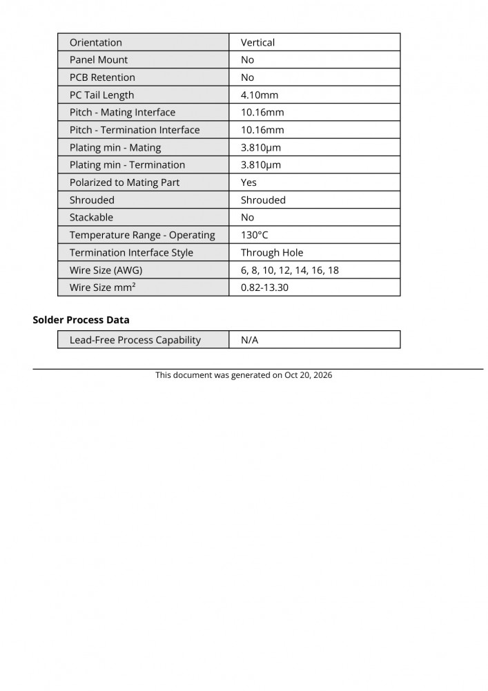 Technical document page 3 for MOLEX 399100112