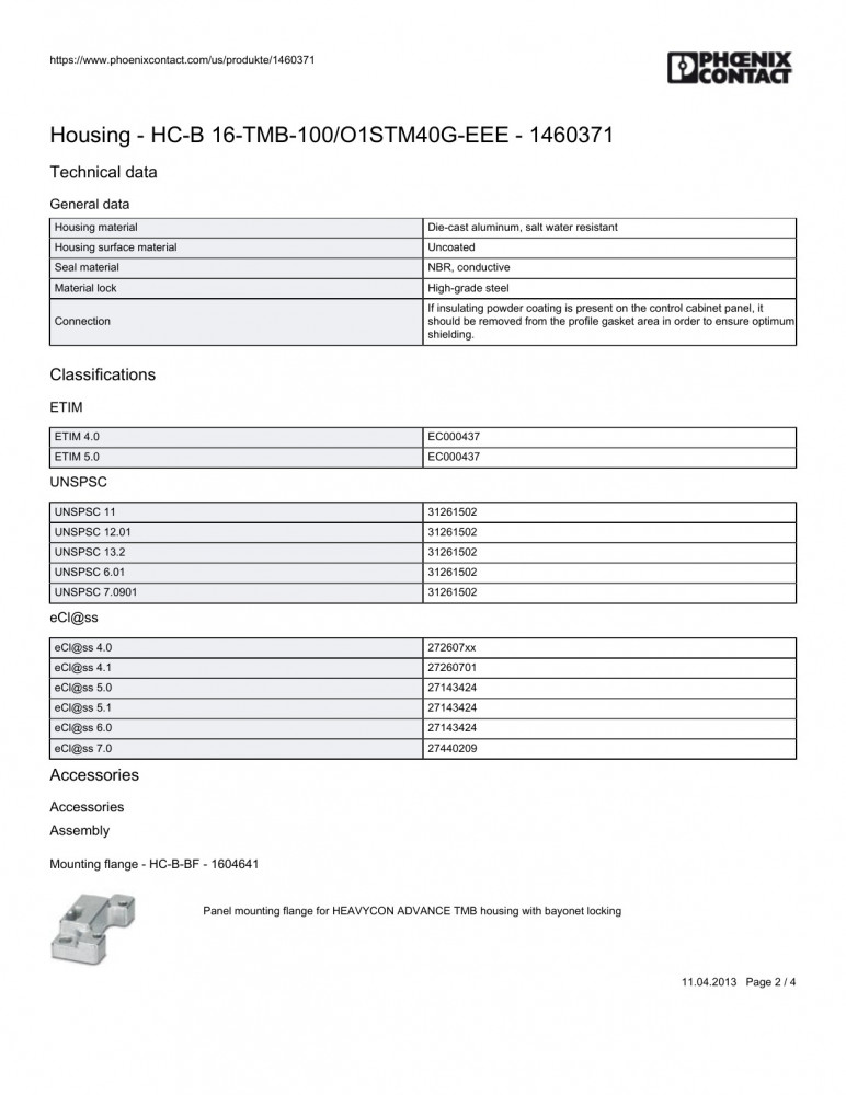 Phoenix Contact 1460371 technical document image 2