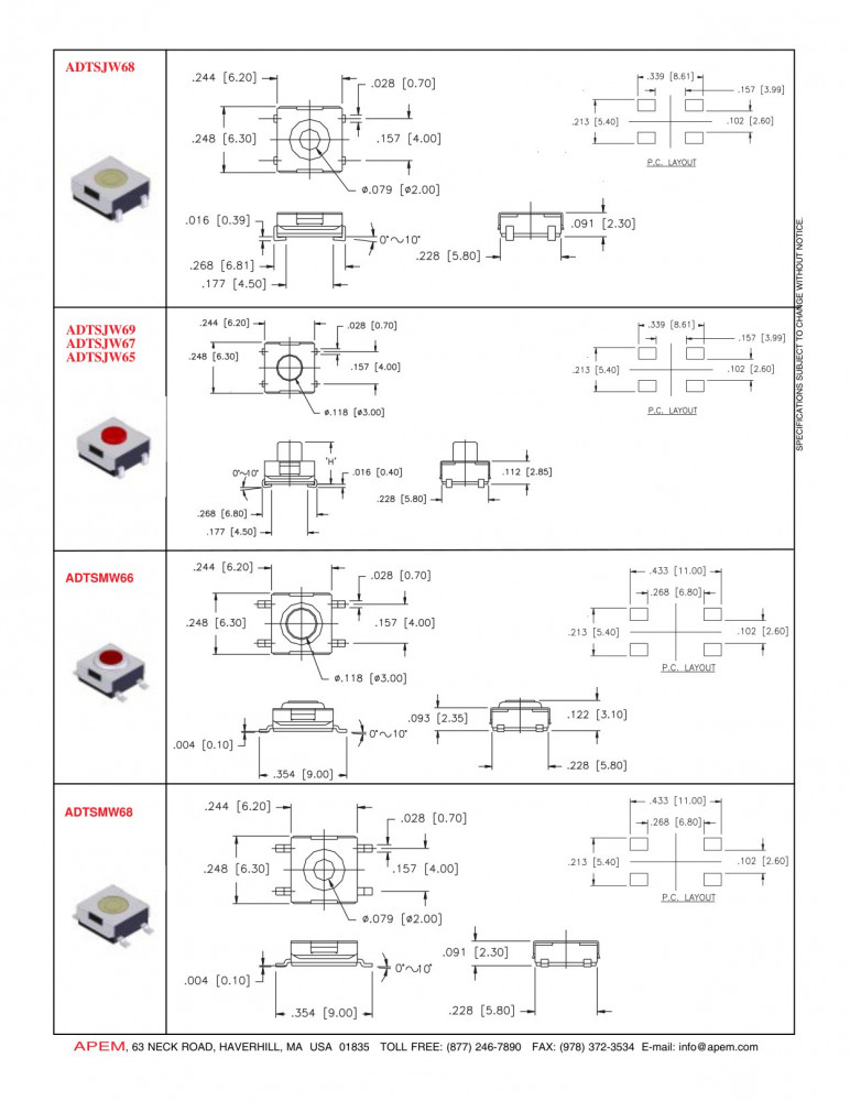 APEM ADTSMW66NVTR datasheet page 4