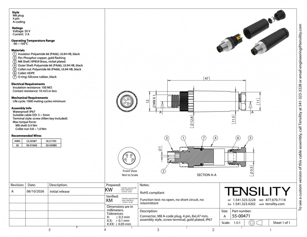 55-00471 product drawing and technical specification page