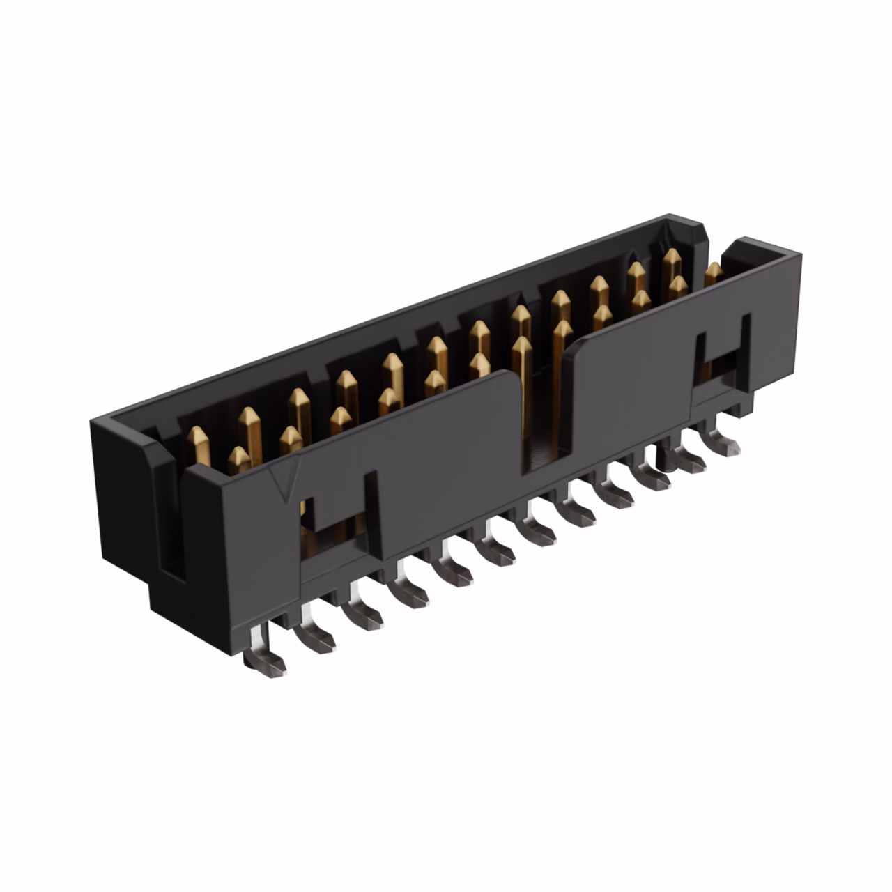 2.00mm Pitch, Milli-Grid PCB Header, Dual Row, Vertical, Surface Mount, Shrouded, 6 Circuits, 0.76µm Gold (Au) Plating, Dual Side Slots, Center Polarization, with Cap, Tape and Reel