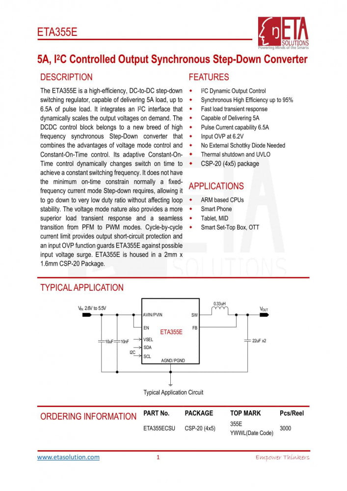 ETA355ECSU datasheet page 1