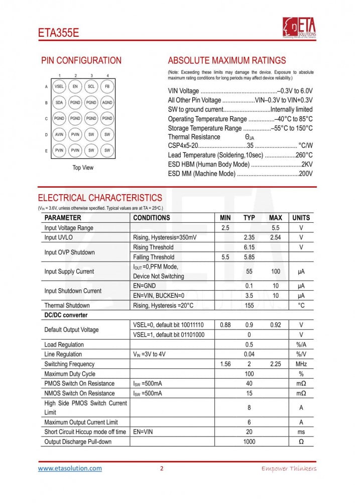 ETA355ECSU datasheet page 2