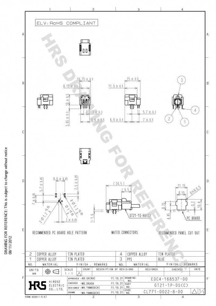 HRS GT21-1P-DS(C) reference drawing preview