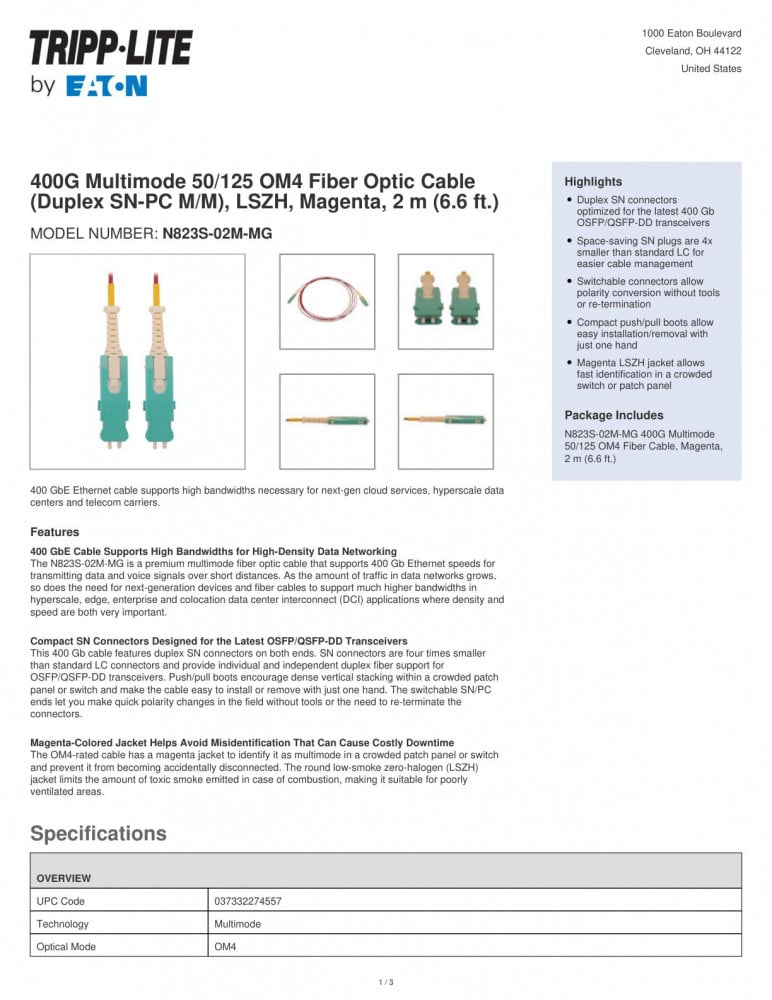 N823S-02M-MG technical document page 1