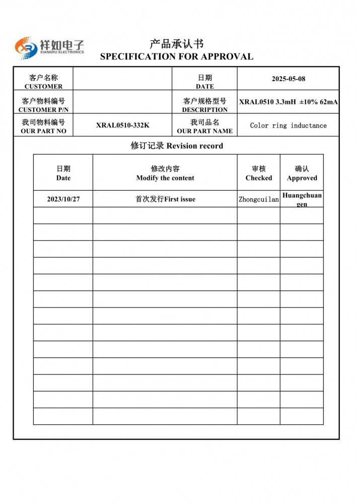 XRAL0510-332K approval document, page 2