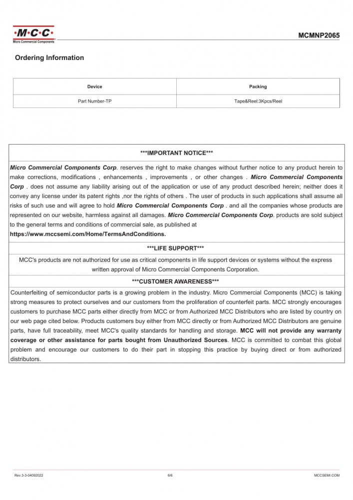 MCMNP2065-TP datasheet page 6