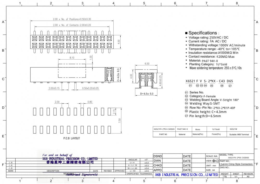 X4621FVS-2x03-C43D65 technical drawing
