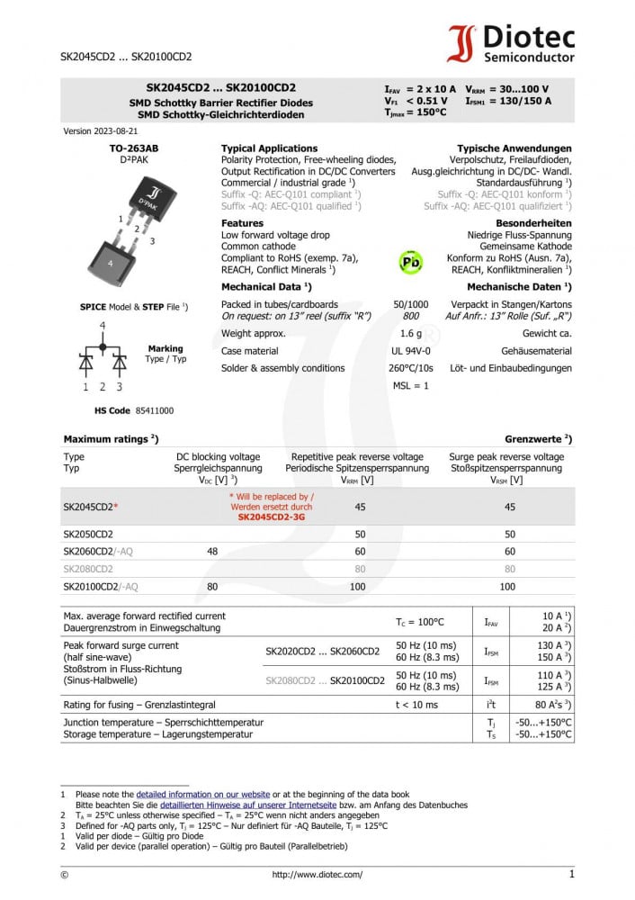 DIOTEC SK2060CD2 datasheet page 1