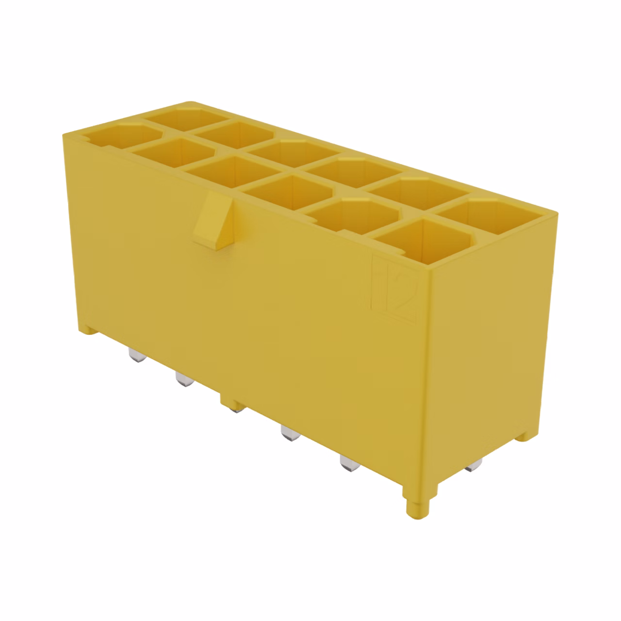 Mega-Fit Slim ColorLock Vertical Header without Crush Pegs, 5.70mm Pitch, Through Hole, Dual Row, 12 Circuits, Matte Tin (Sn) Plating, 2.93mm Tail Length, Glow-Wire Capable, Tray, Yellow for sale