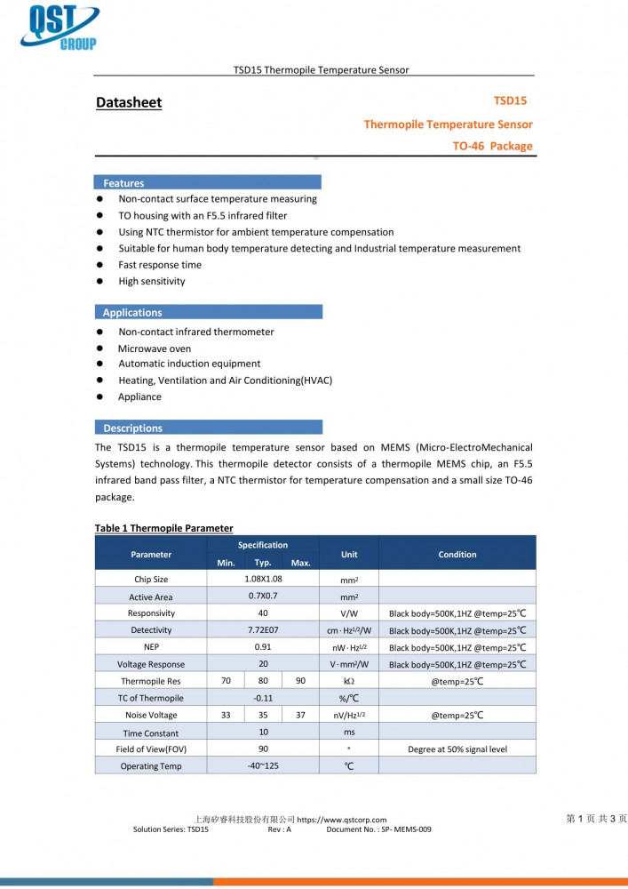 TSD15 datasheet page 1