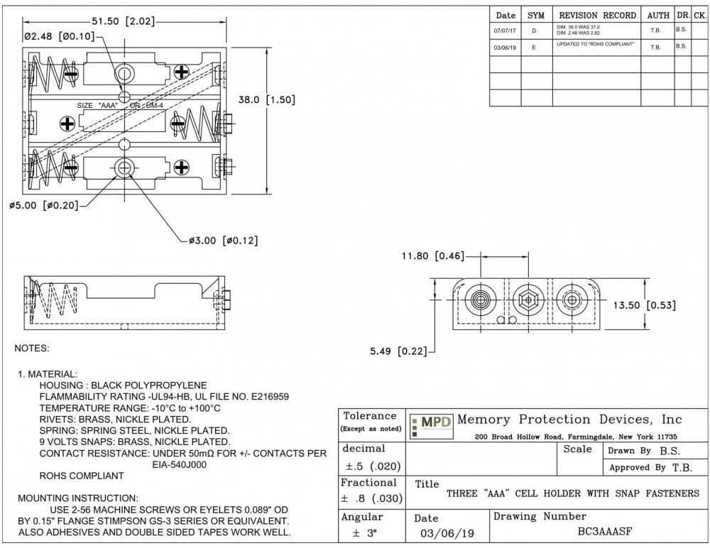 MPD BC3AAASF technical drawing