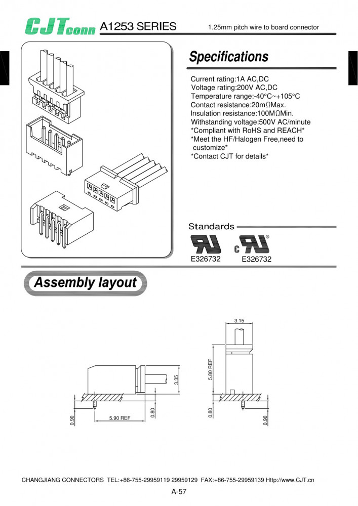 CJT A1253H-9P technical document page 1