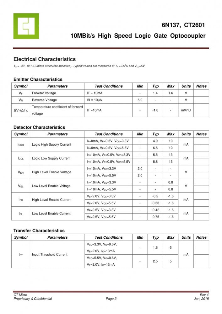 6N137 datasheet page 3
