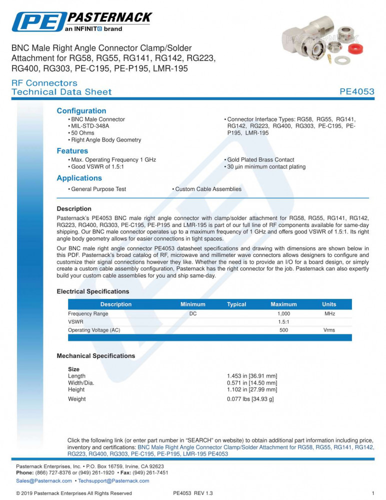 PE4053 datasheet page 1