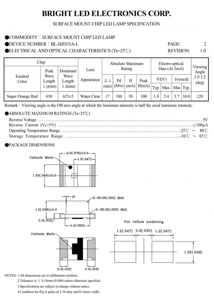 BL-HJD35A-L-TRB datasheet page 1