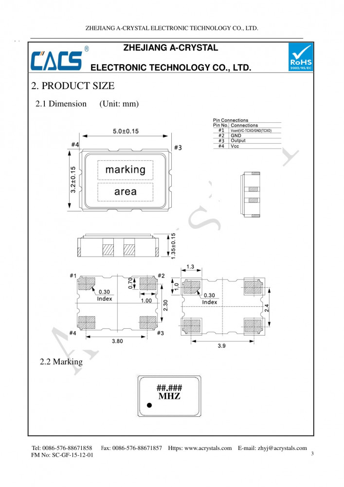 PTC5032 specification document page 3