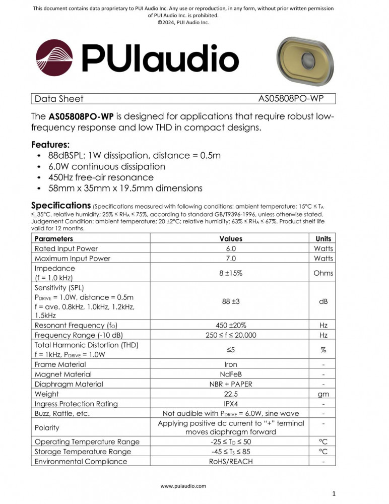 AS05808PO-WP datasheet page 1