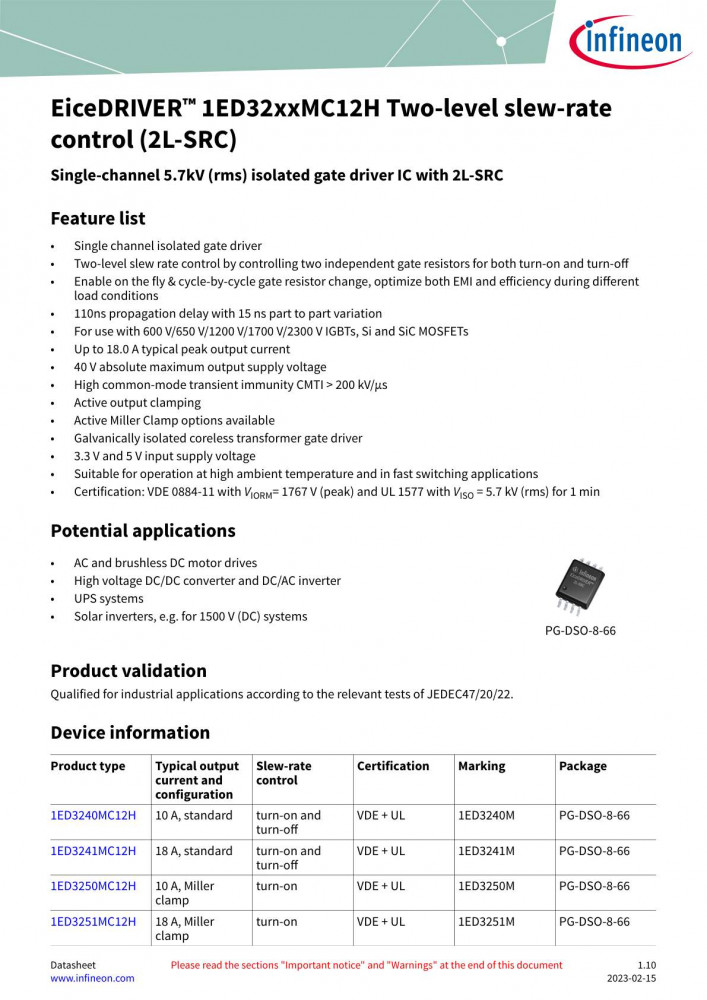 Infineon 1ED3250MC12HXUMA1 datasheet page 1