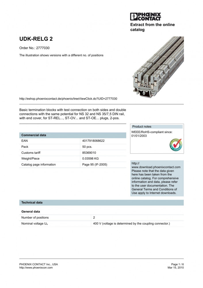 Phoenix Contact 2777030 technical document page 1