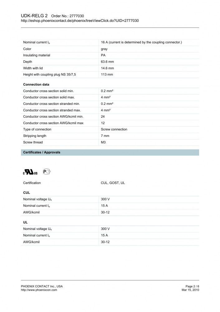 Phoenix Contact 2777030 technical document page 2