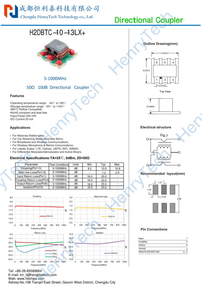 H2DBTC-10-13LX+ technical document page