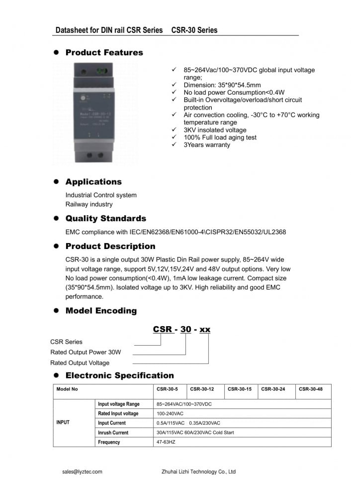 CSR-30-5 datasheet page 1