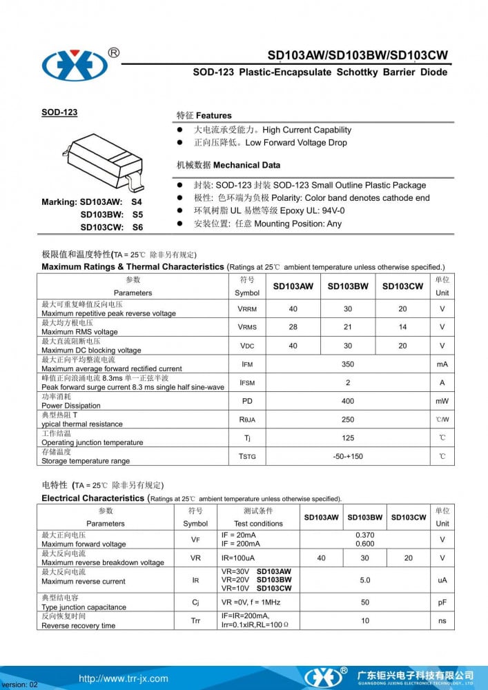 JUXING SD103AW datasheet page 1