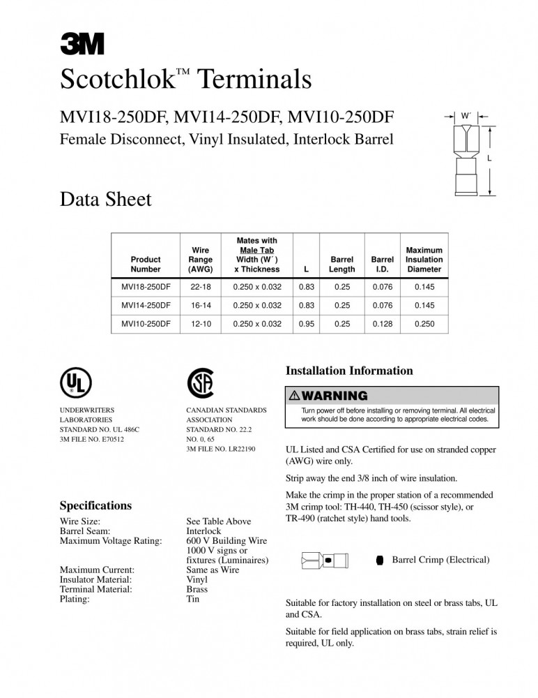 3M MVI10-250DFK technical document page 1