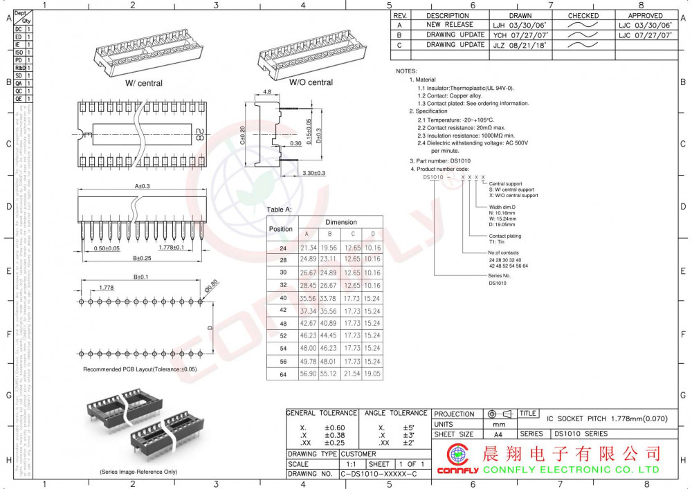 CONNFLY Elec DS1010-32T1NX technical drawing preview