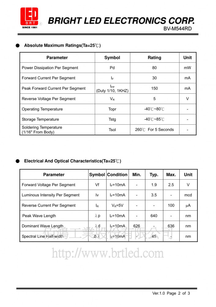 BV-M544RD technical document page 2