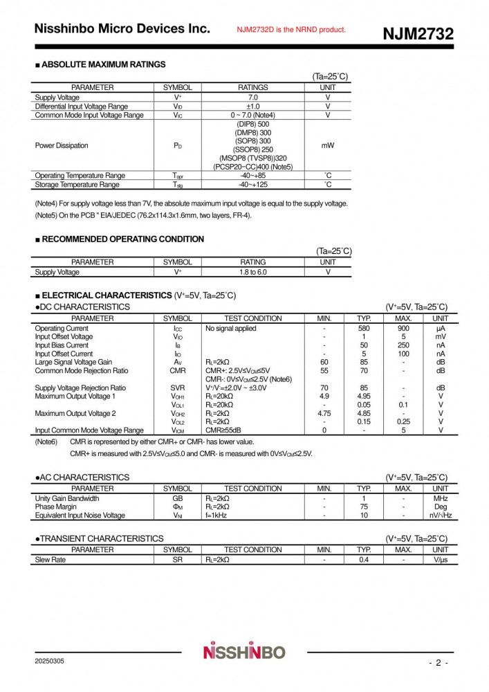 NJM2732 datasheet page 2